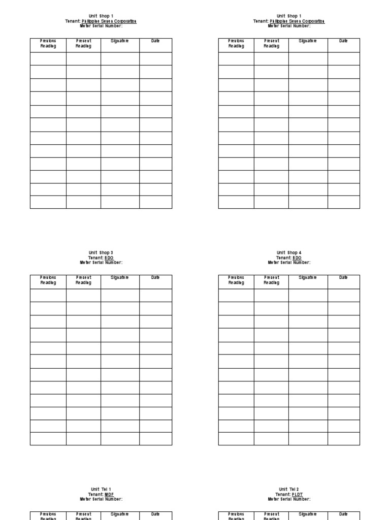 Meter Reading Ledger | Download Free PDF | Business