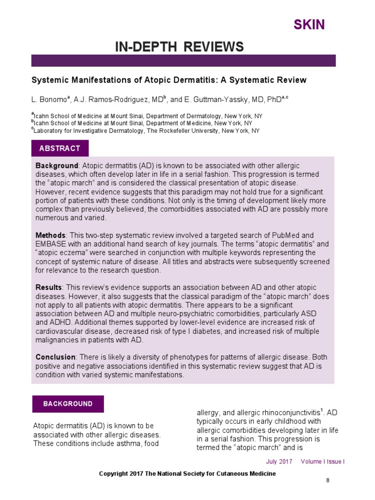 In-Depth Reviews: Systemic Manifestations of Atopic Dermatitis: A ...
