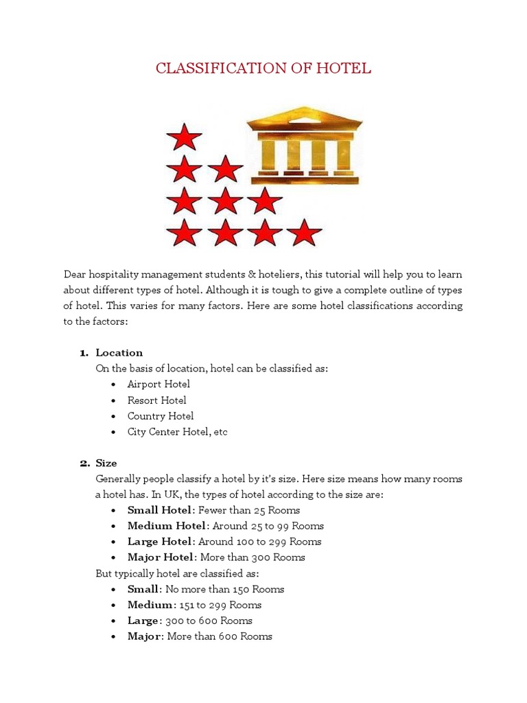 Hotel Classification Guide | PDF | Finance & Money Management | Law