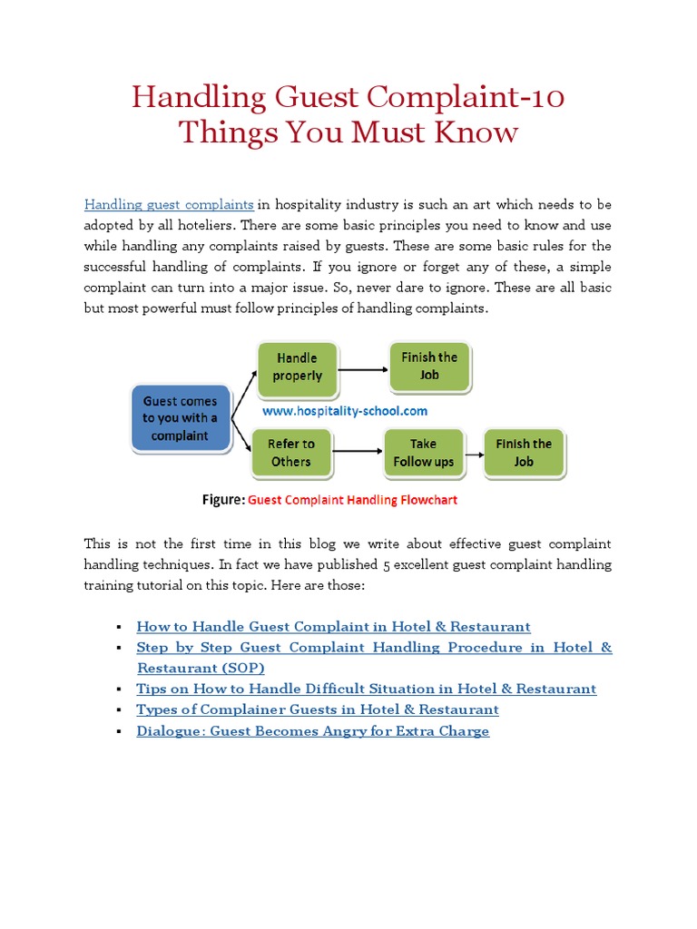Effective Guest Complaint Handling Tips | PDF | Sympathy | Reason