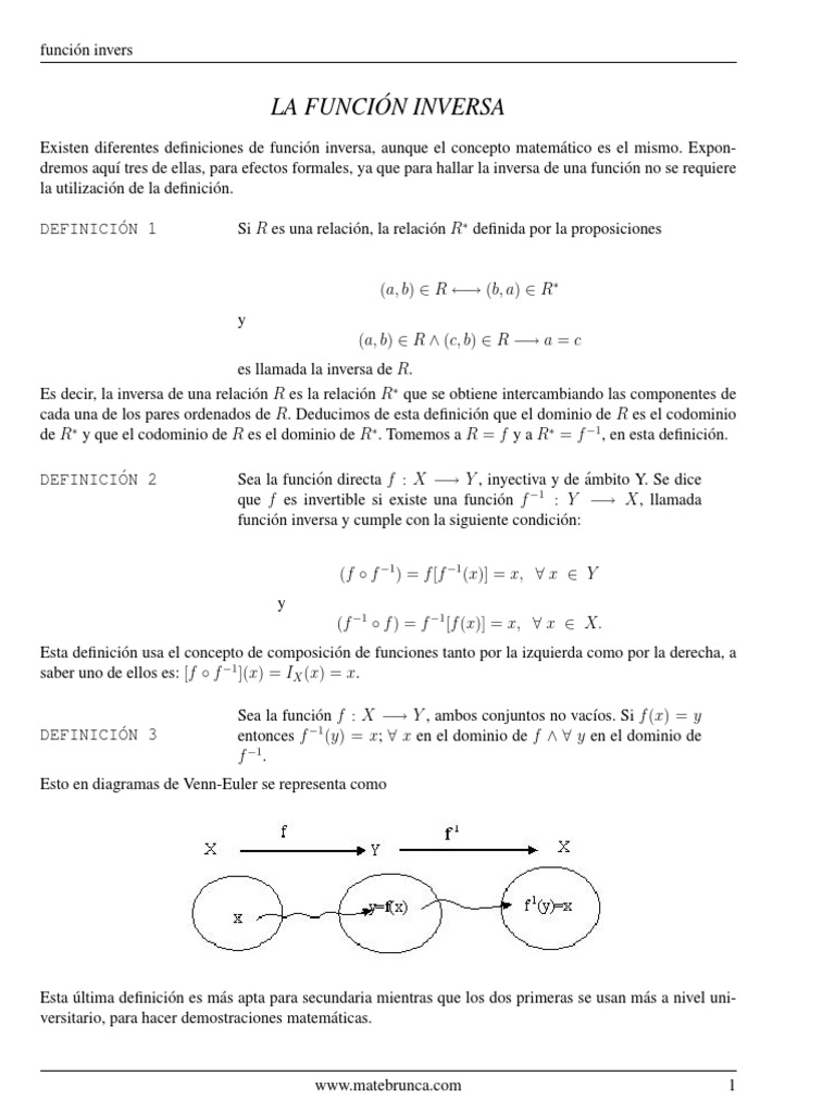Función Inversa | PDF | Función (Matemáticas) | Matemática Elemental
