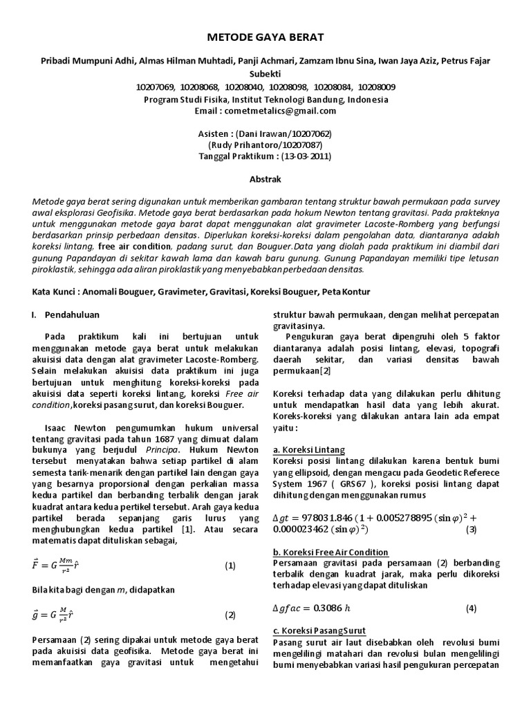 Metode Gaya Berat Pribadi Adhi 10208069 PDF | PDF