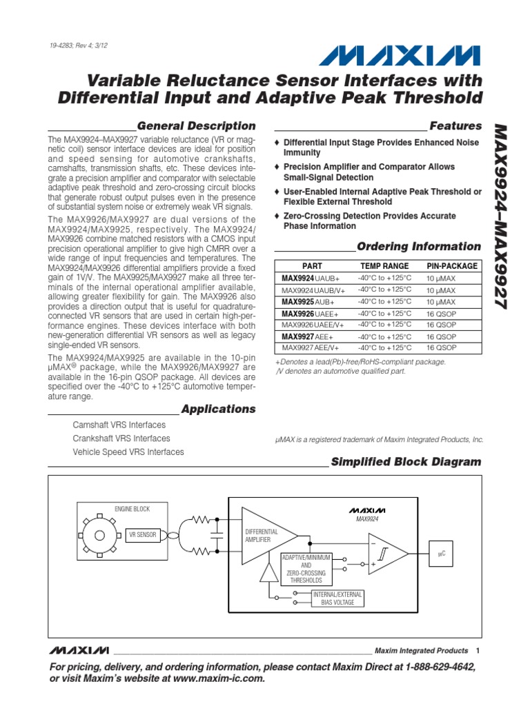 Max9924 Max9927 | PDF | Amplifier | Electronic Engineering