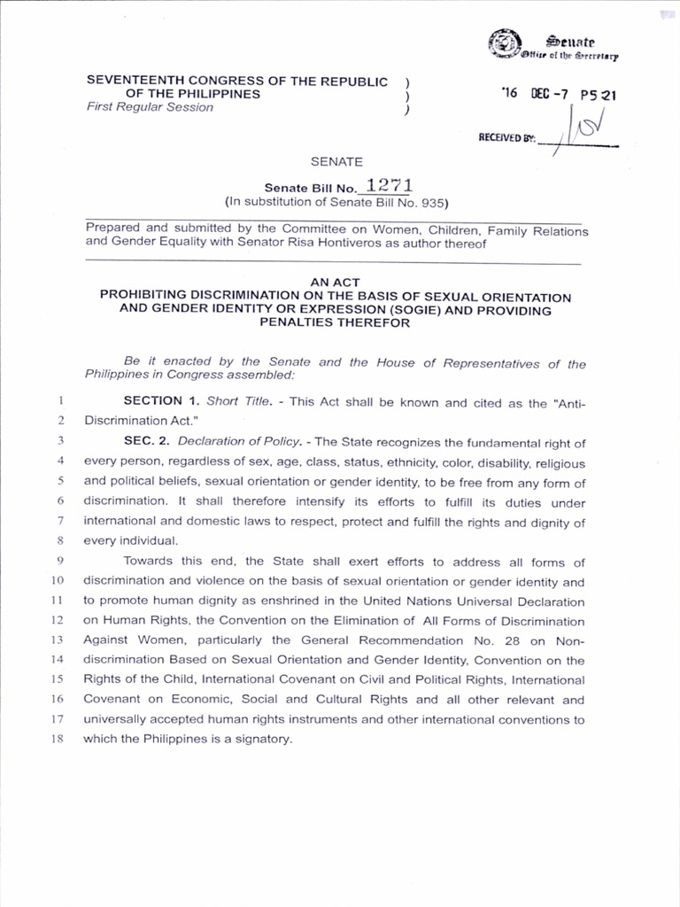 SOGIE Equality Bill | PDF | Sexual Orientation | Discrimination
