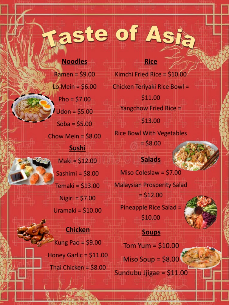 Taste of Asia Menu | PDF