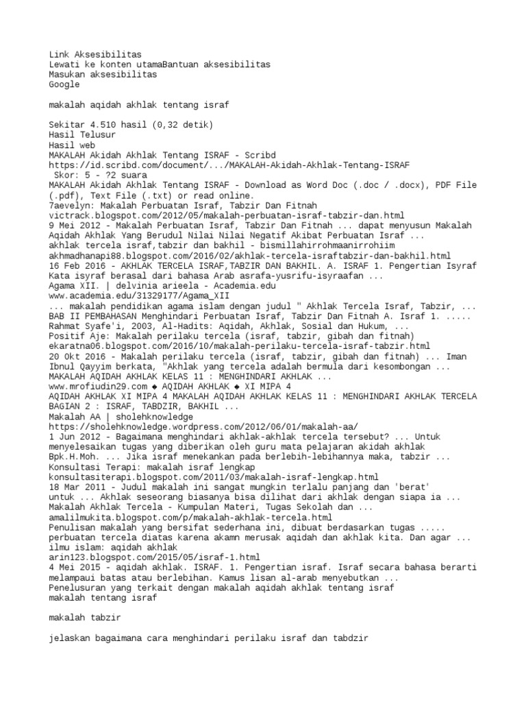 Makalah Akhlak: Pengertian Israf | PDF | Pengembangan Diri | Komputer