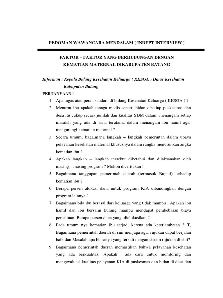 Pedoman Wawancara Mendalam | PDF