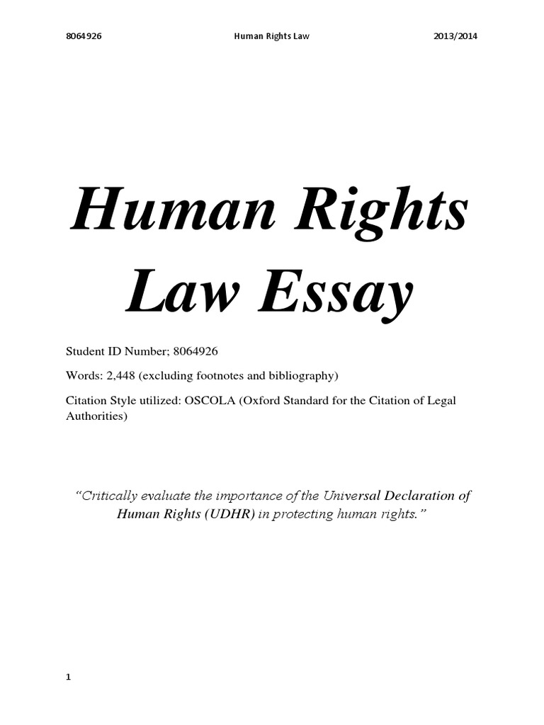 Udhr Human Rights Law Essay Final Version | PDF | Human Rights ...
