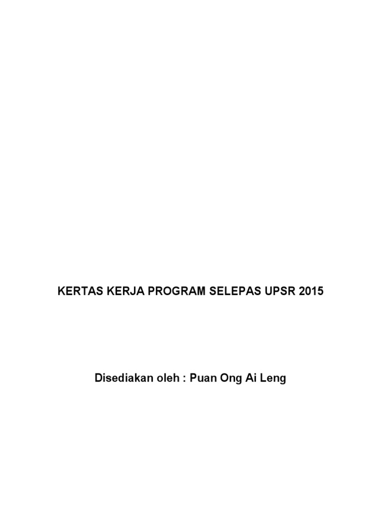 Kertas Kerja Program Selepas Upsr 2016 | PDF