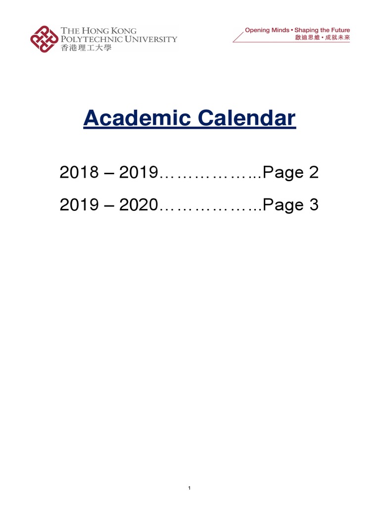 Academic Calendar: 201 8 - 2019 ... Page 2 201 9 - 2020 ... Page 3 ...