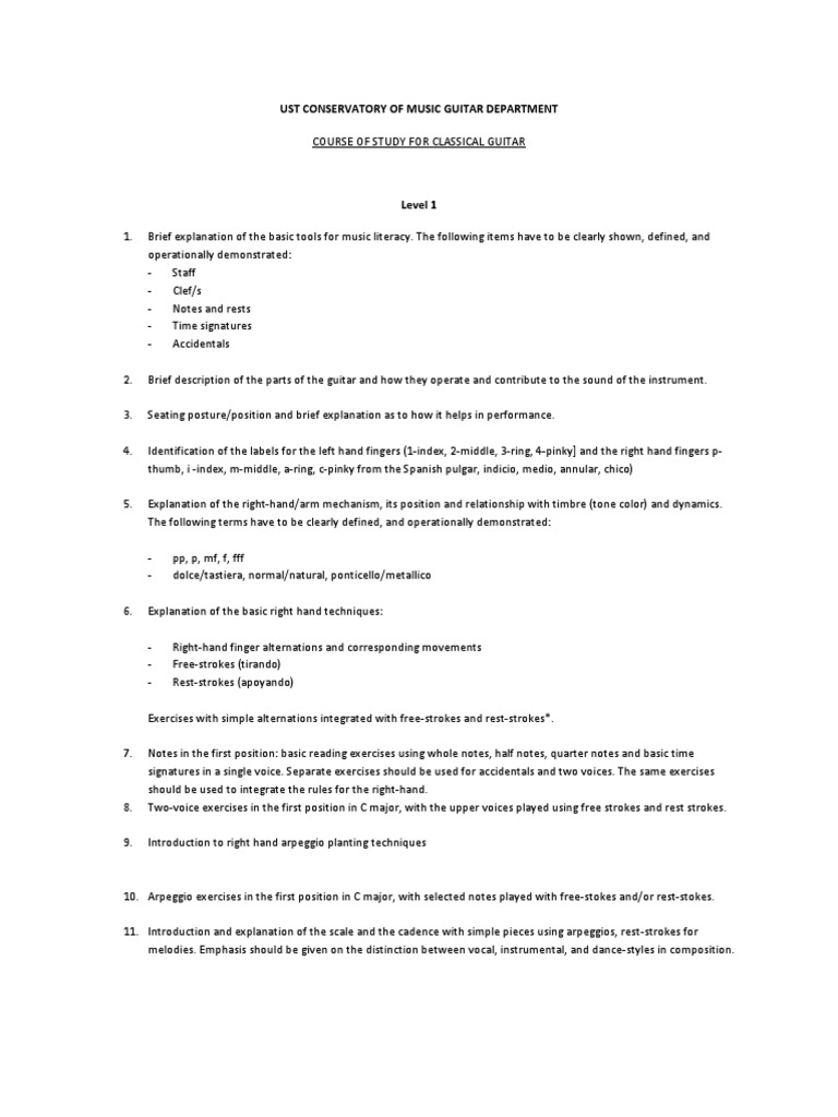 Classical Guitar Course Outline | PDF | Concerto | Suite (Music)