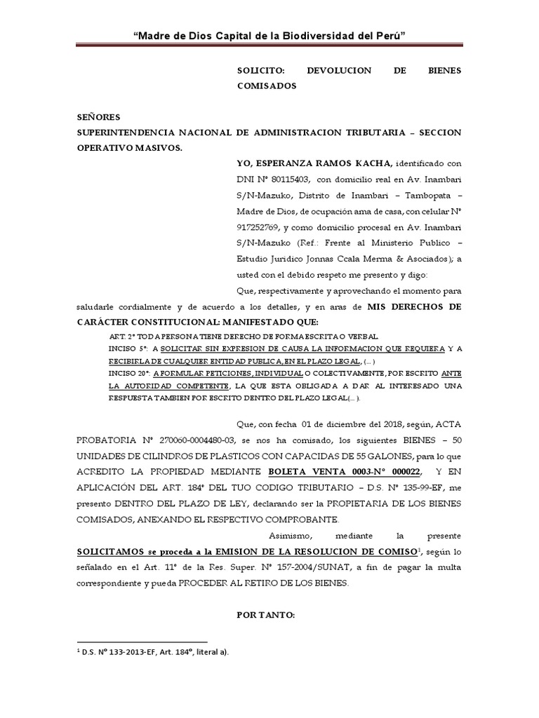 Solicitud de Decomiso | PDF | Derecho Constitucional | Alcalde