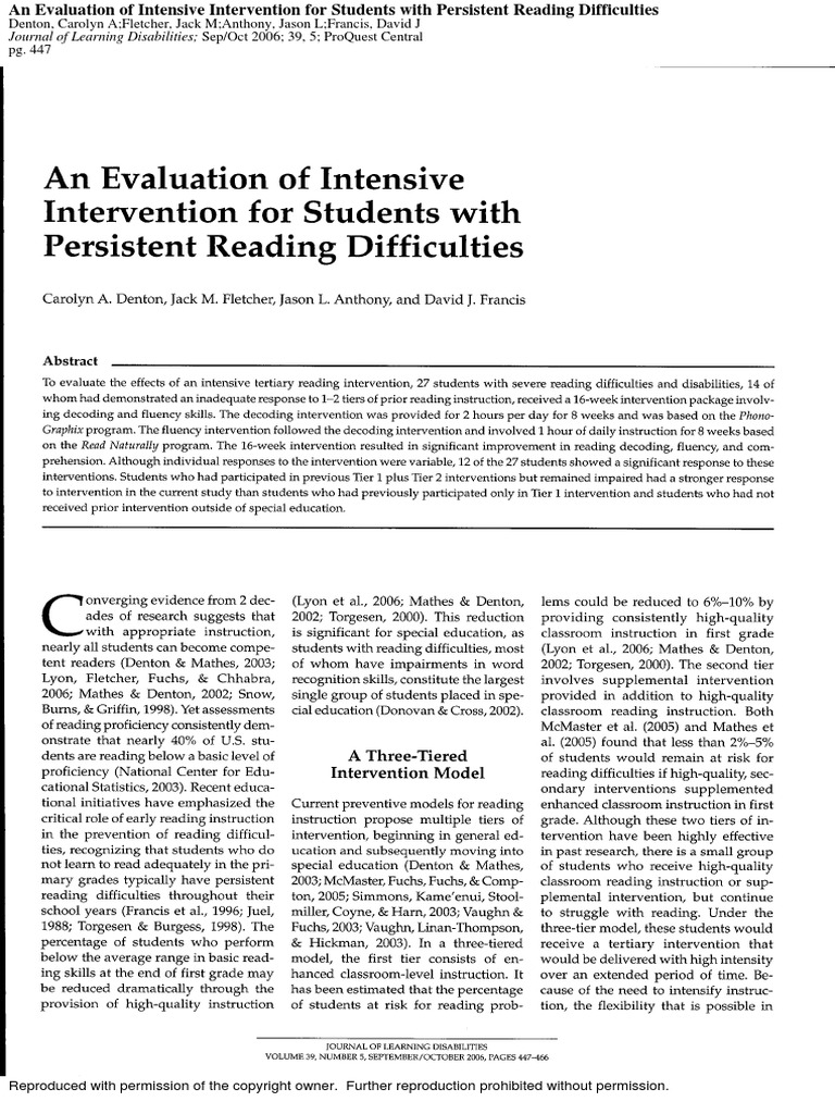An Evaluation of Intensive Intervention | PDF