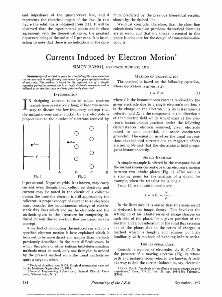 Induced by Electron Motion : Currents | PDF | Electric Current | Electron