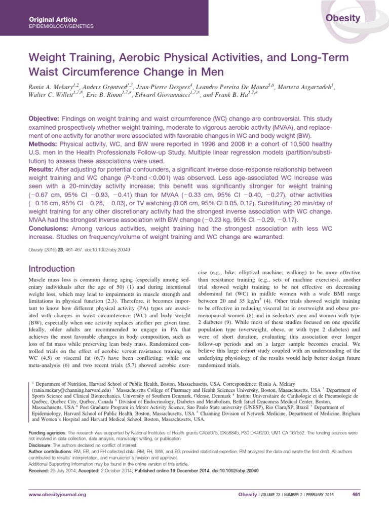 Weight Training, Aerobic Physical Activities, and Long-Term Waist ...