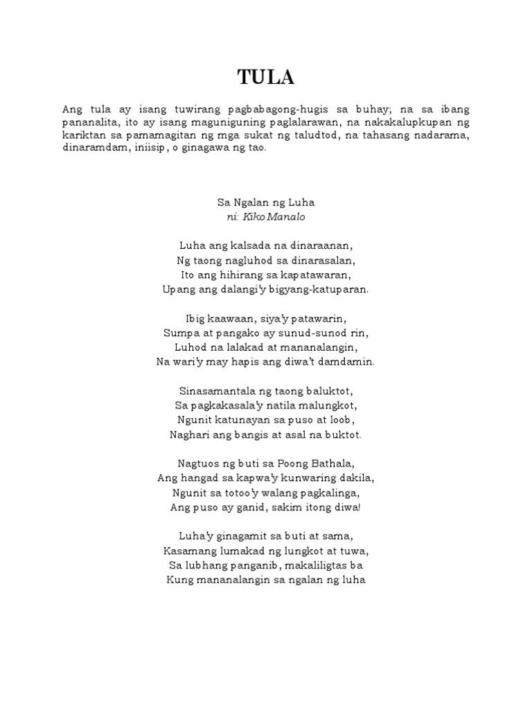 Filipino Literary Sample | PDF