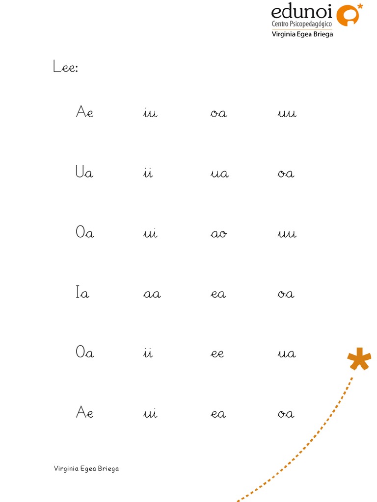 Ejercicio para La Fluidez Lectora de Las Vocales A e I o U PDF | PDF