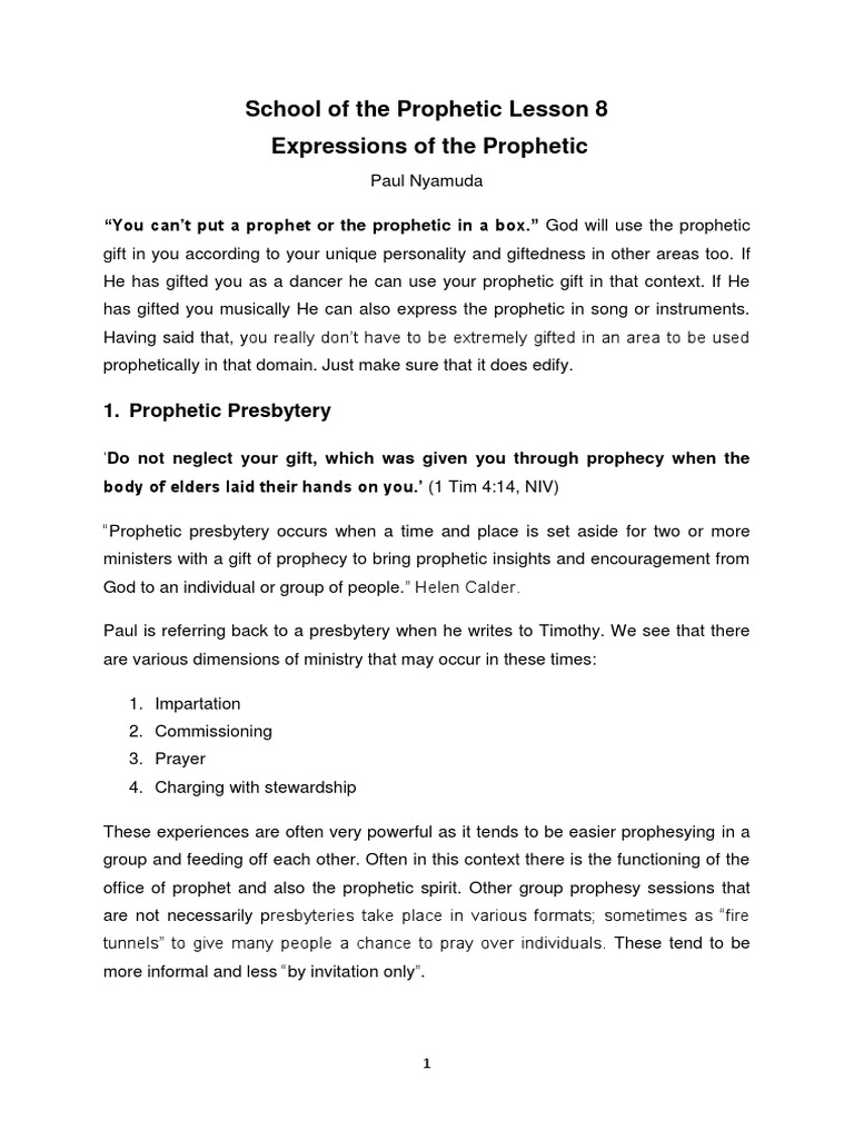 School of The Prophetic - Lesson 8 | PDF | Intercession | Prophecy