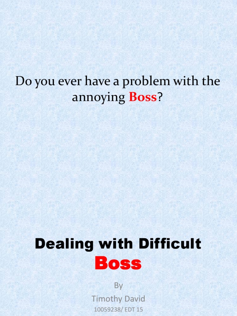 Dealing With Difficult Boss | PDF