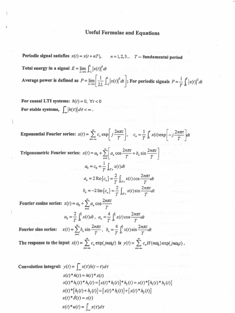 A, Zre (C,) ? LR, Rrrl"Orffat: Exponential Fourier Series: X (T) I ", O ...