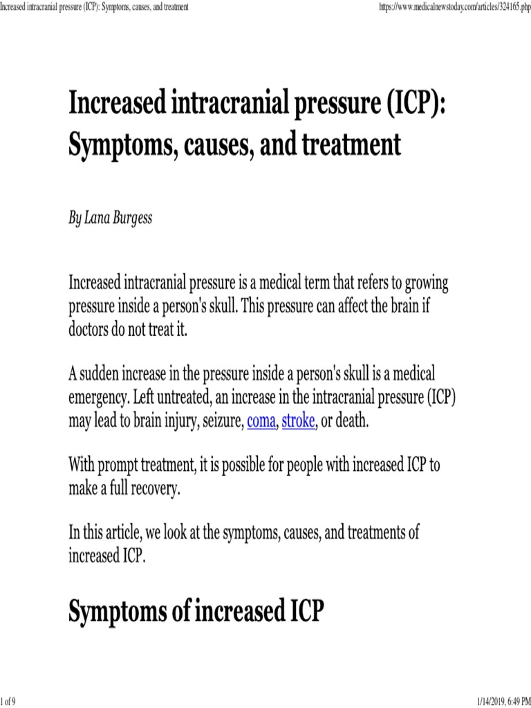 Increased Intracranial Pressure (Icp) - Symptoms, Causes, and Treatment ...