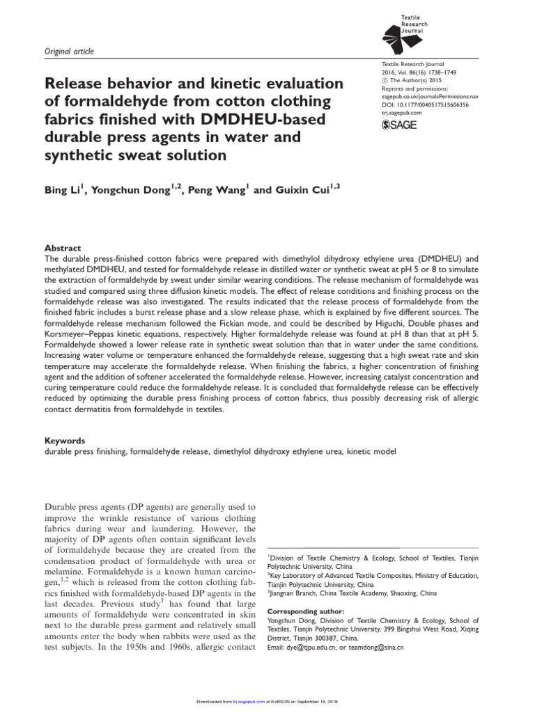 Tijana | PDF | Formaldehyde | Textiles