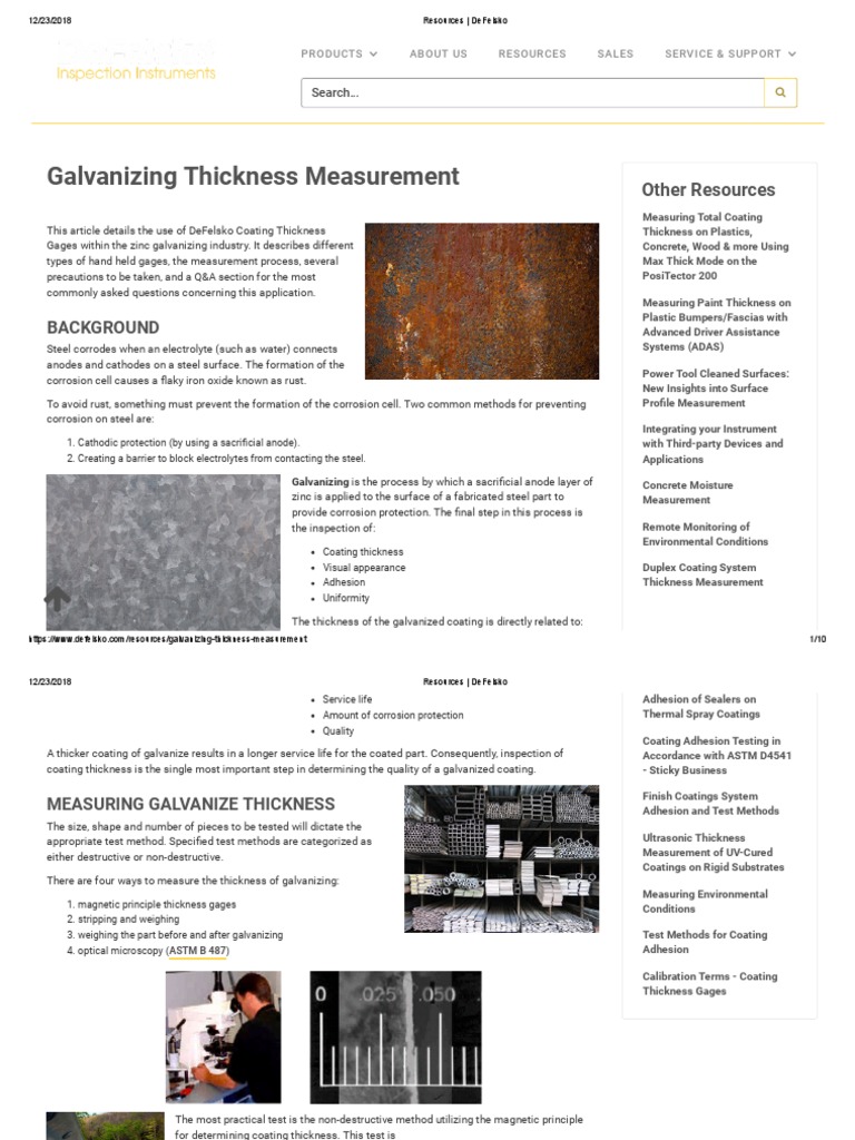 Galvanizing Thickness Measurements | PDF | Galvanization | Corrosion