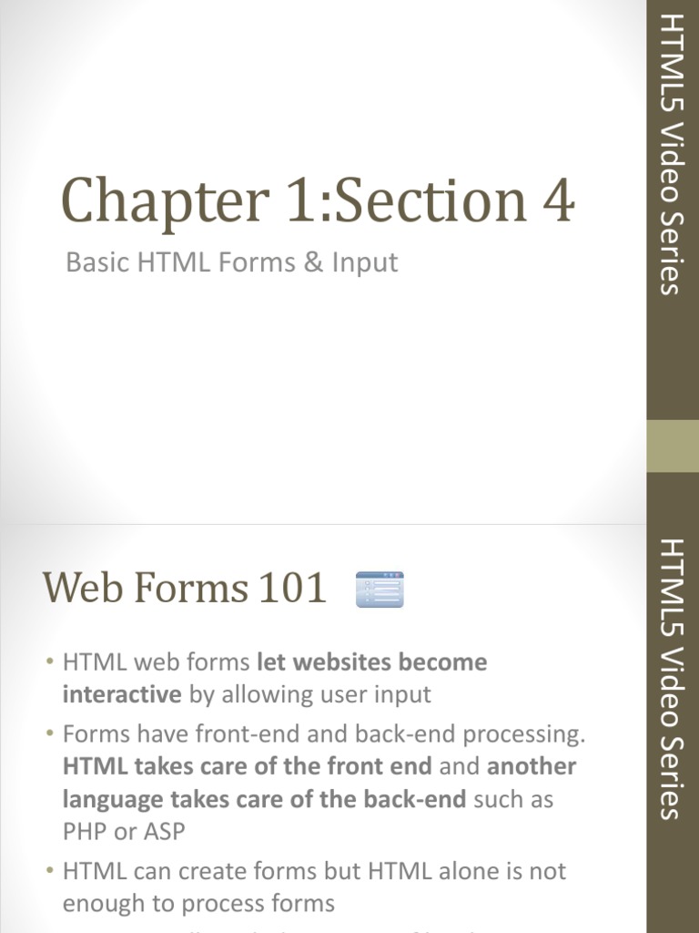 Chapter 1:section 4: Basic HTML Forms & Input | PDF
