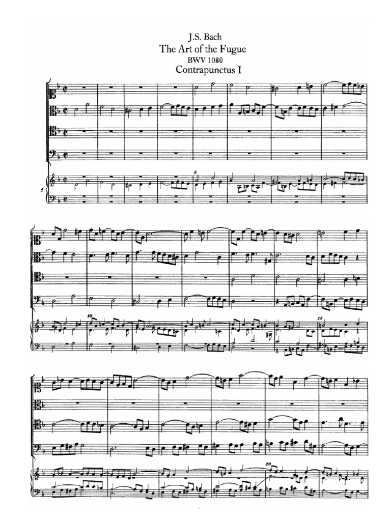 BACH The Art of The Fugue Contrapunctus 1 | PDF