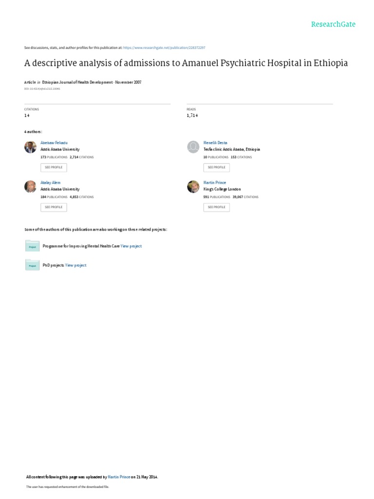 Amanuel Psychiatric Hospital Admissions Analysis | PDF | Psychiatry ...