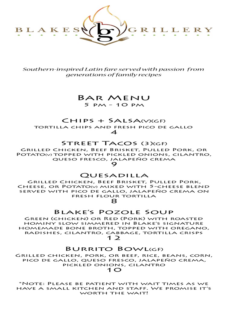 Bar 41 Winter Menu | PDF | Burrito | Potato Chip