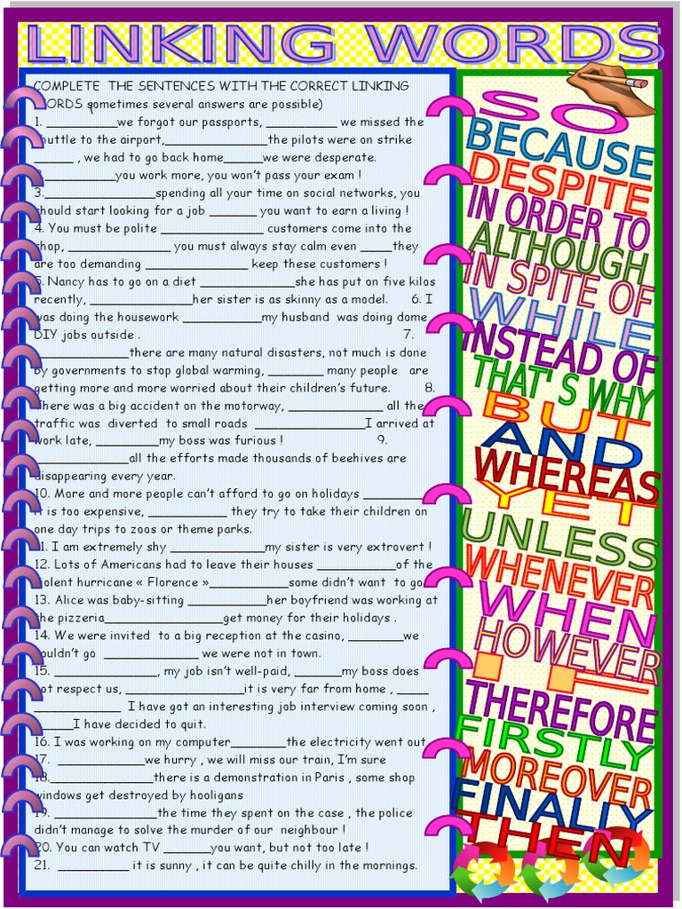 Linking Words New Practice With Key | PDF