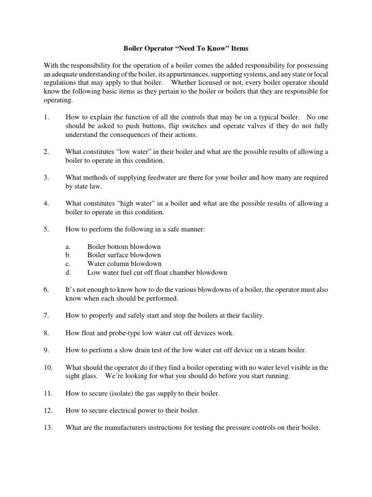 Boiler Operator Need To Know Terms | PDF | Boiler | Valve