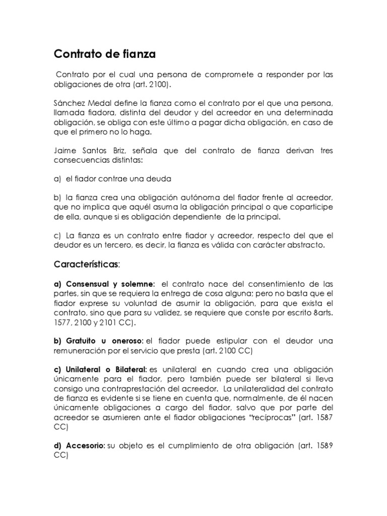 Contrato de Fianza | PDF | Garantía | Pagos