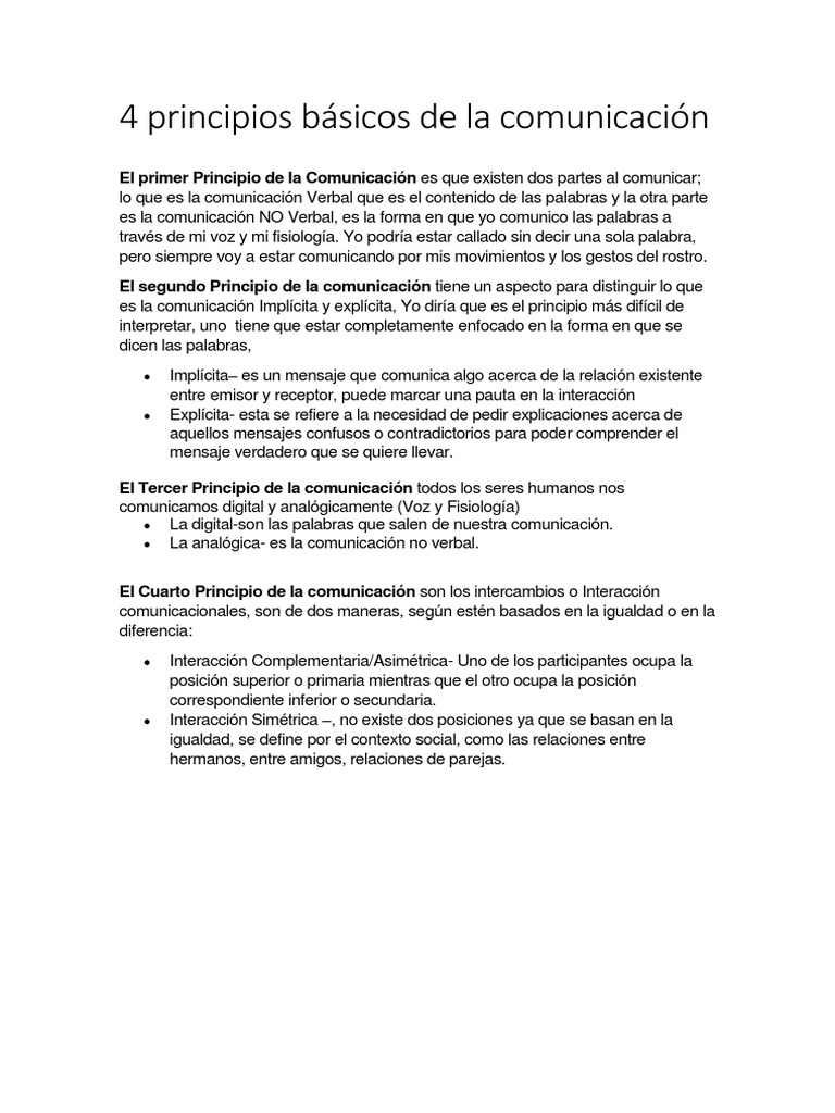 Los cuatro principios básicos de la comunicación: verbal, no verbal ...