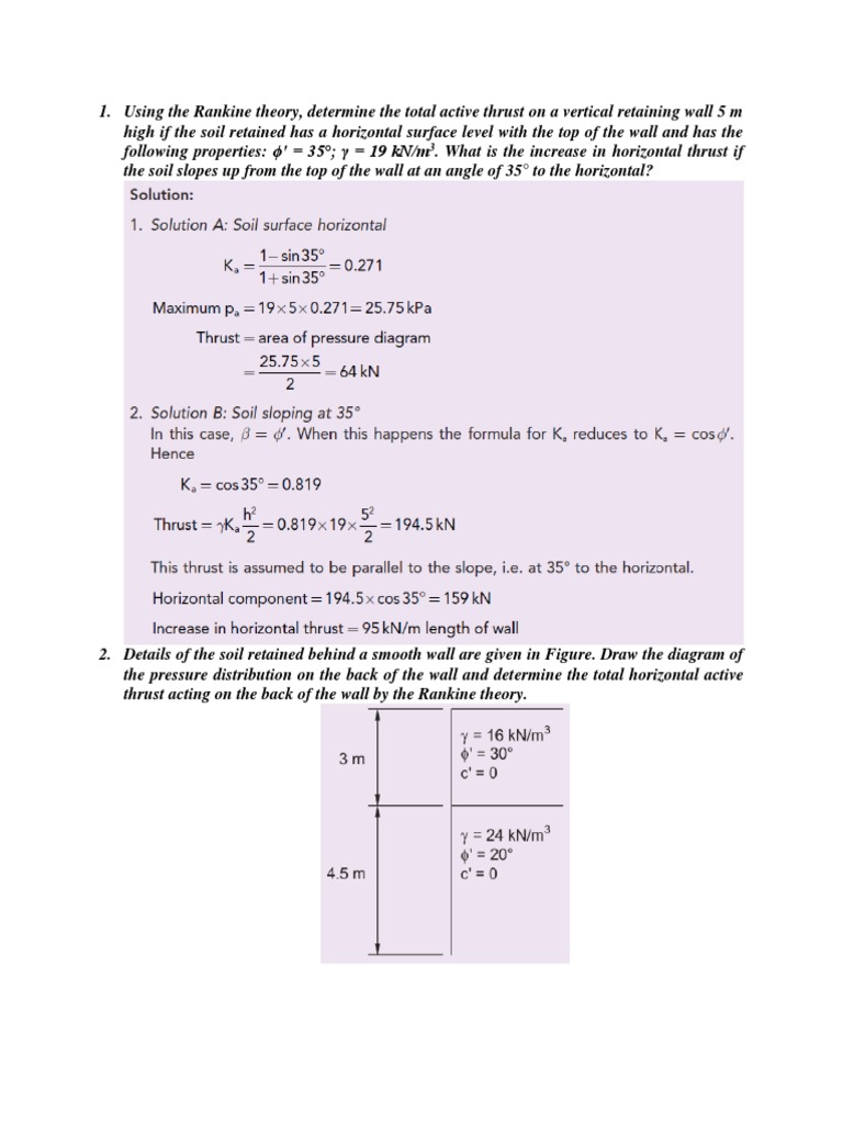 Tutorial Solution-Lateral Earth Pressure Theories (Part I) | PDF | Soil | Wall