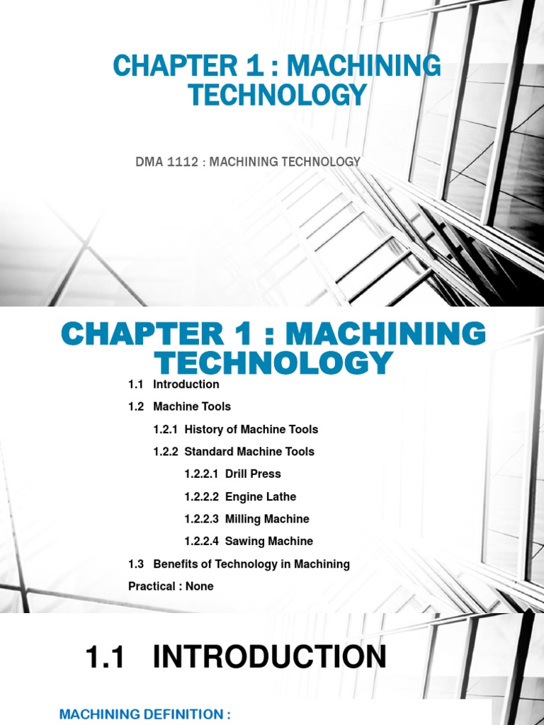Chapter 1 Machining Technology | PDF | Machine Tool | Machining