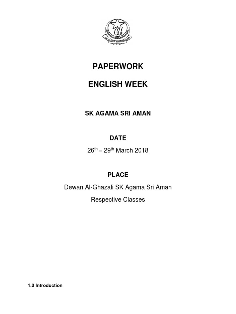 Paperwork English Week: SK Agama Sri Aman | PDF | Cognitive Science ...