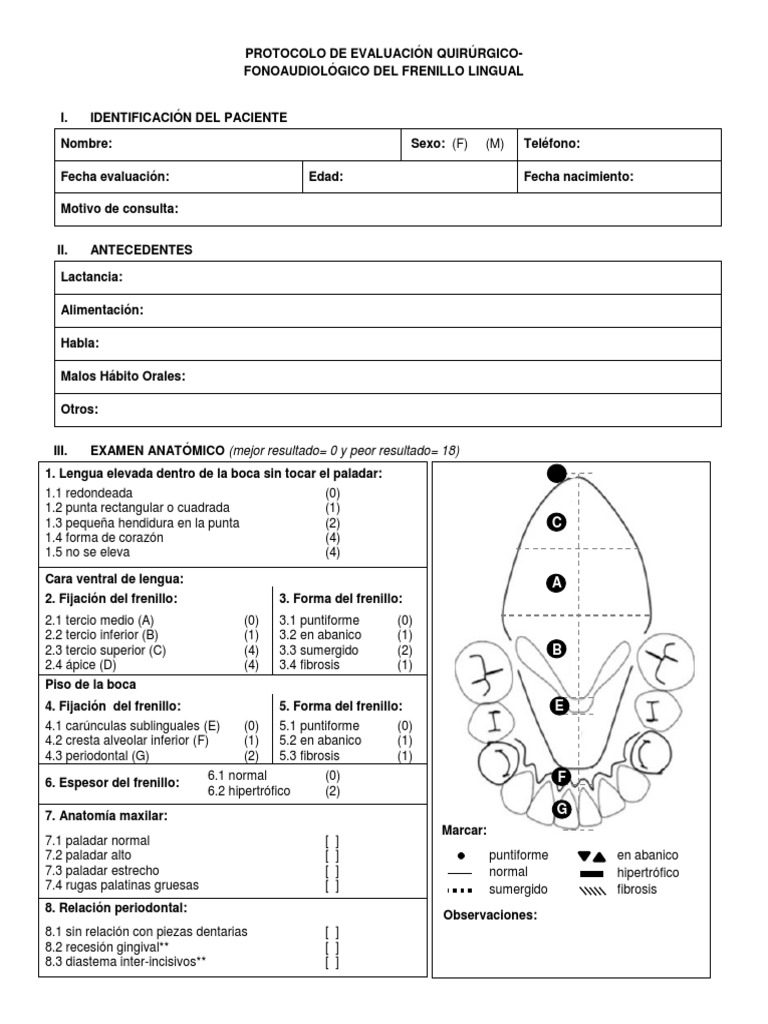 Evaluación Frenillo Sublingual | PDF | Cirugía | Anatomia animal