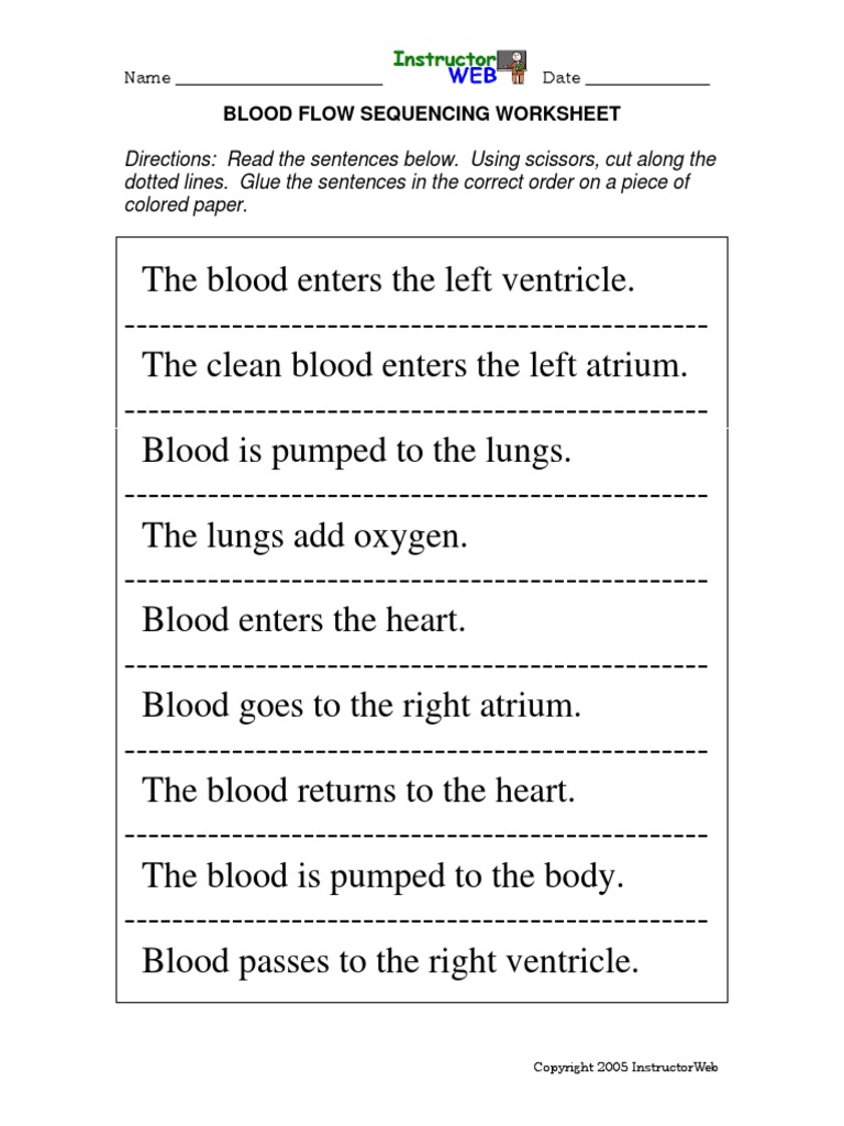 Directions: Read The Sentences Below. Using Scissors, Cut Along The ...