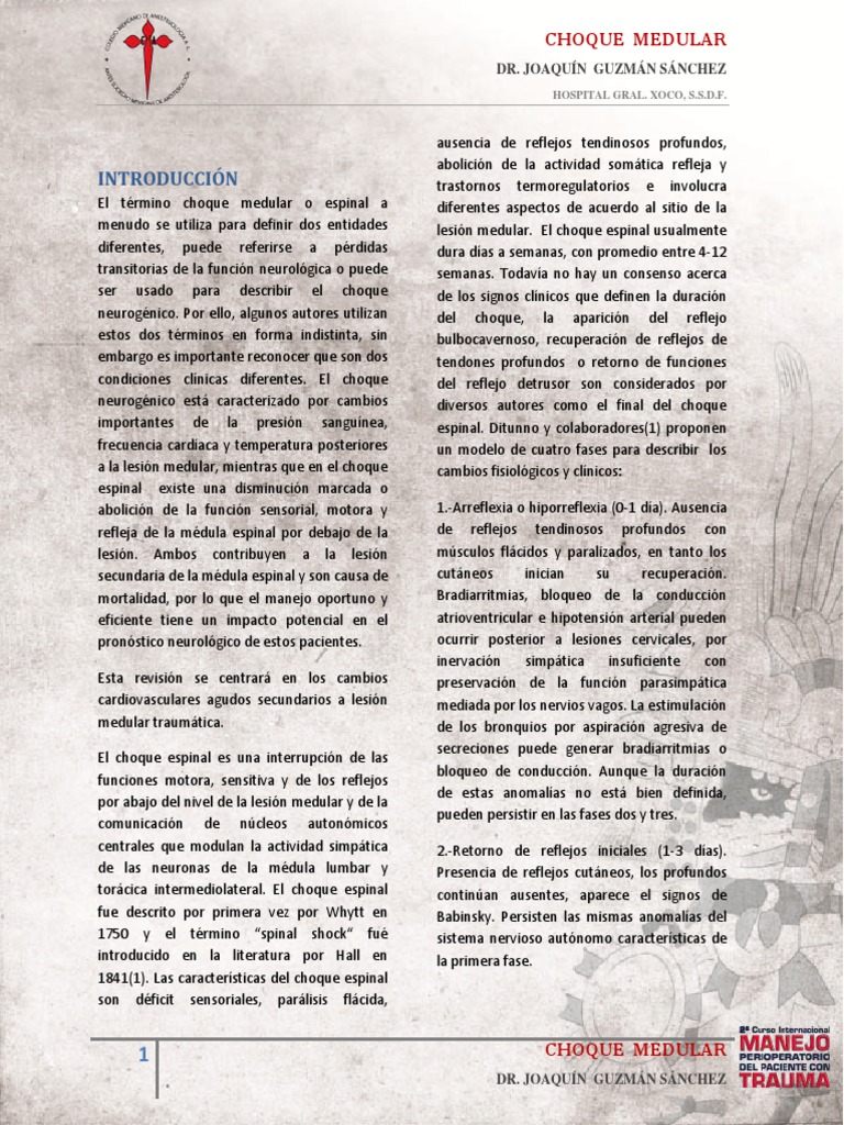 Choque Medular | PDF | Choque (circulatorio) | Sistema cardiovascular