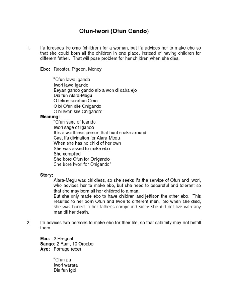 Ofun Iwori | PDF | Mythology | Ethnic Religion