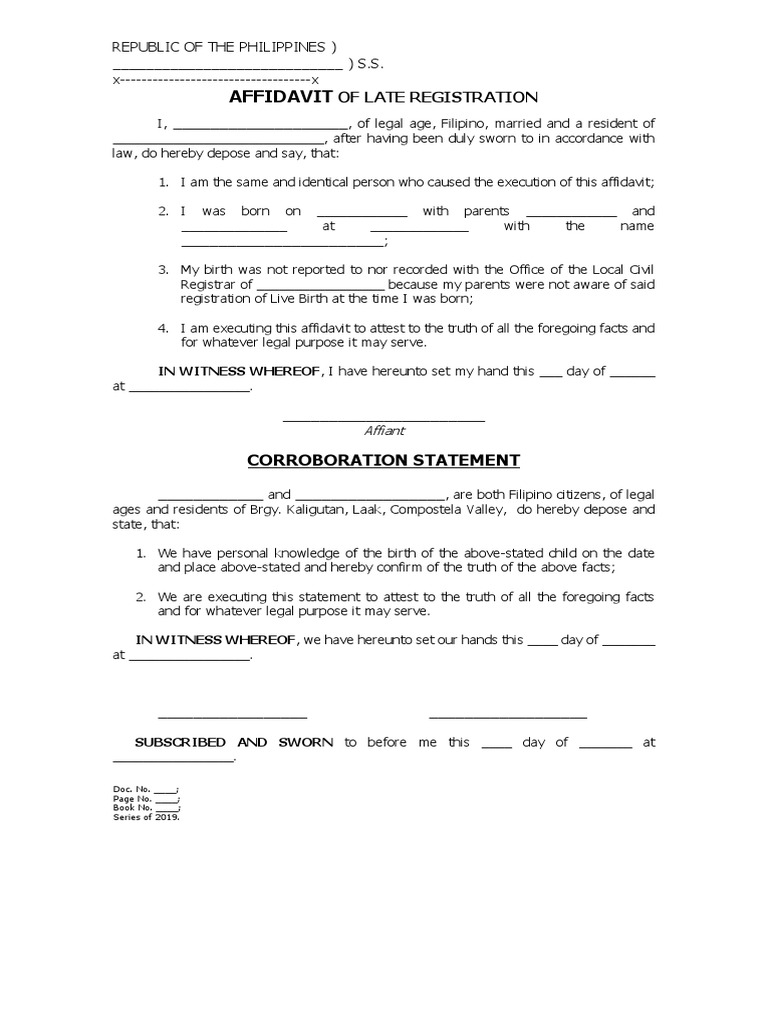 Affidavit of Late Birth Registration | PDF