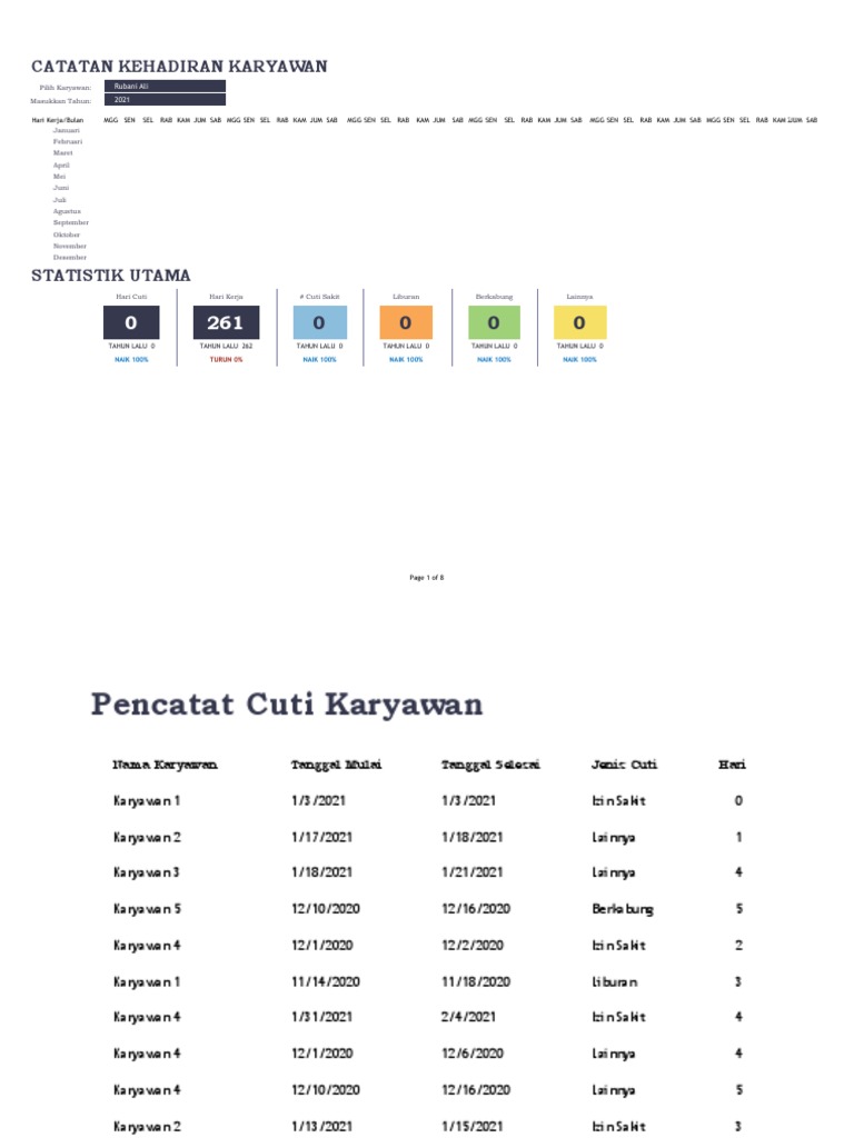 Contoh Format Absensi Karyawan Excel | PDF