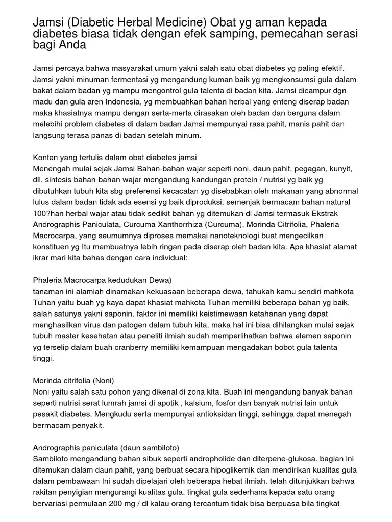 Jamsi (Diabetic Herbal Medicine) Obat Yg Aman Kepada Diabetes Biasa ...