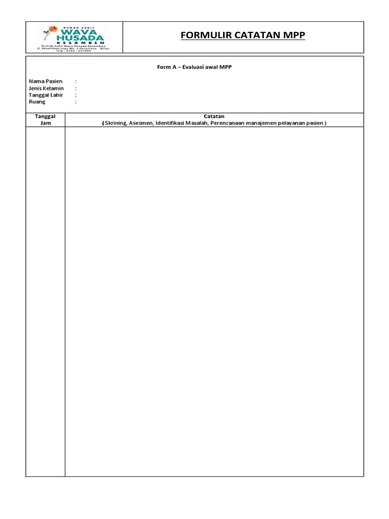 Formulir Catatan MPP | PDF