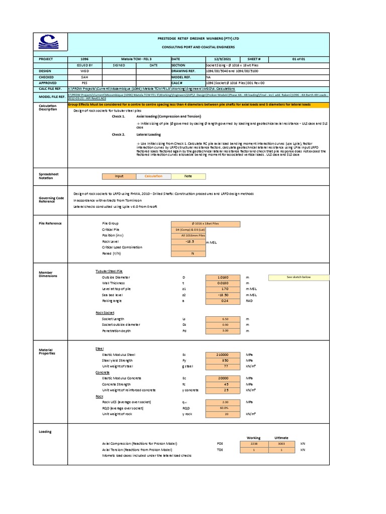 Rock Socket EC 7 Template Rev 00 | PDF | Deep Foundation | Strength Of ...
