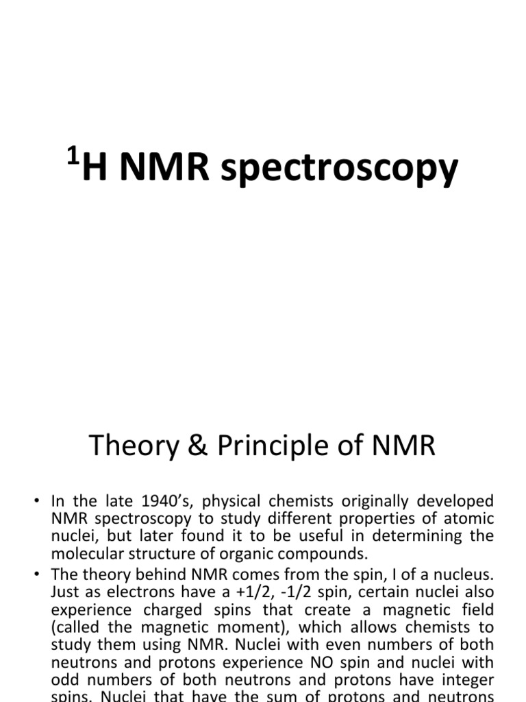 NMR | PDF | Nuclear Magnetic Resonance Spectroscopy | Proton Nuclear ...
