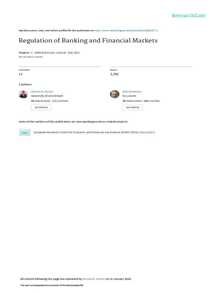 Regulation of Banking and Financial Markets | PDF | Bank Run | Market ...