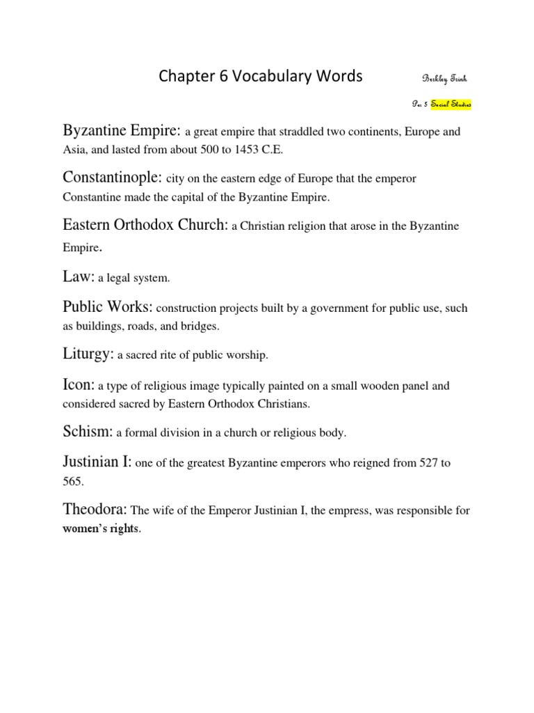 Chapter 6 Vocabulary Words | PDF